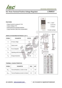l7805cv PDF datasheet. ALL TRANSISTORS DATASHEET. POWER MOSFET, IGBT, IC, TRIACS DATABASE ...